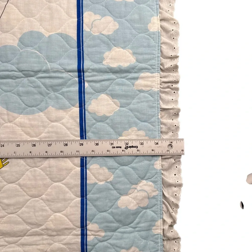 Bedding | Vintage Teddy Bear Hot Air Balloon Baby Blanket Quilt Blue ...